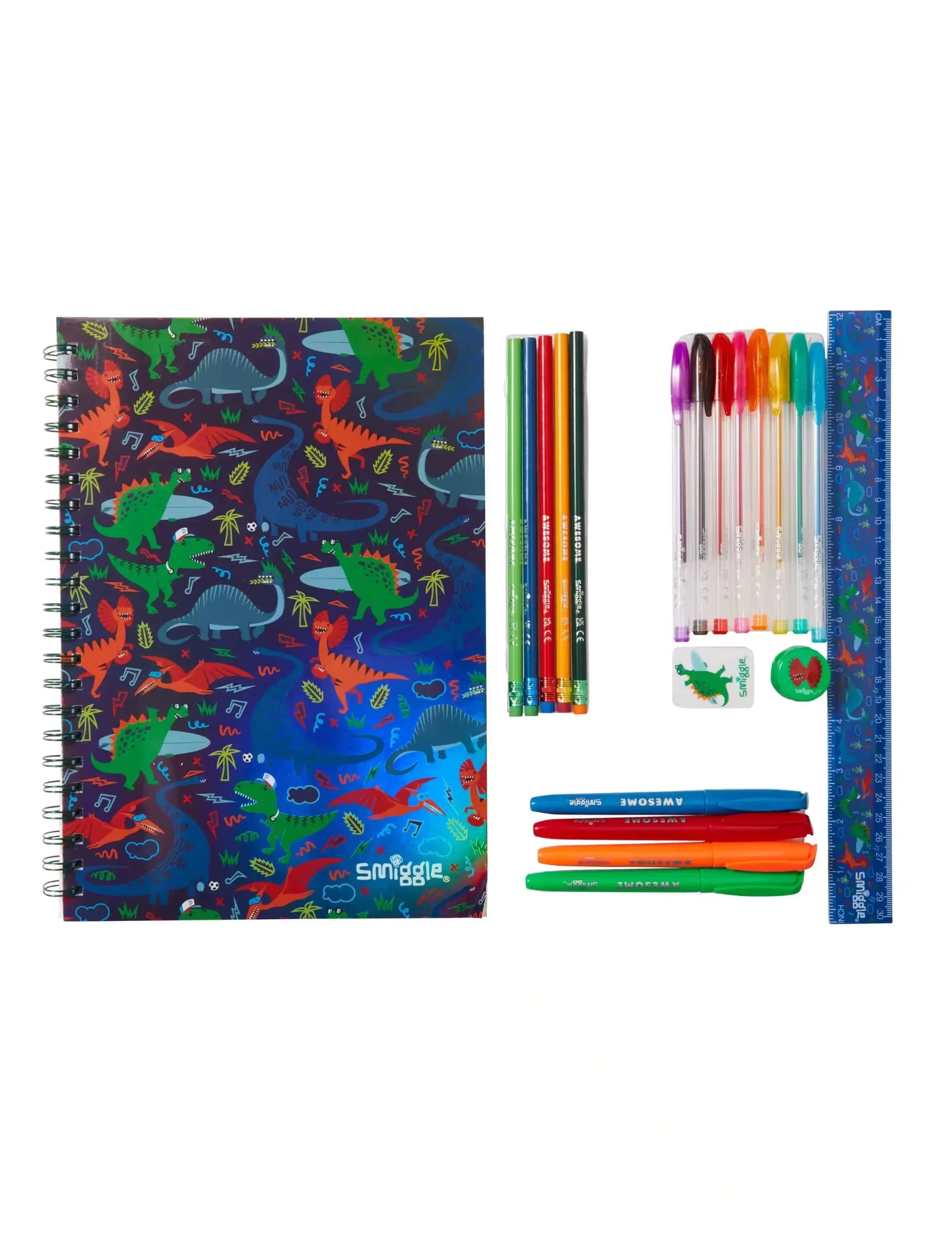 Smiggle - Wish A4 Notebook and Stationery Set - Dinossi