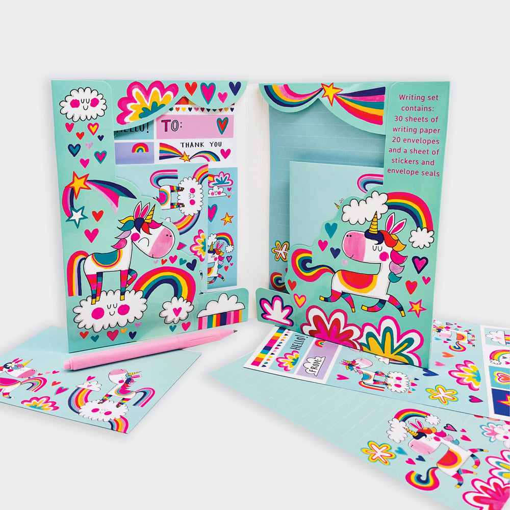 Rachel Ellen - Rainbow Unicorn Letter Writing Set - Dinossi
